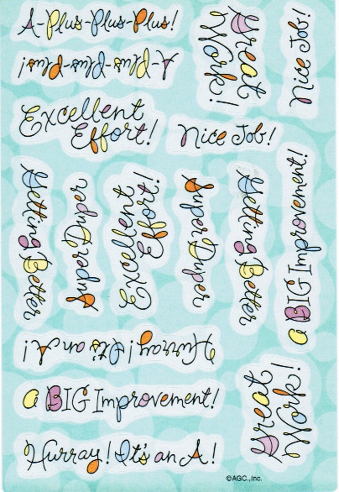 5 Sheets REWARD Phrase Word Scrapbook Stickers! Colorful in Cursive ...