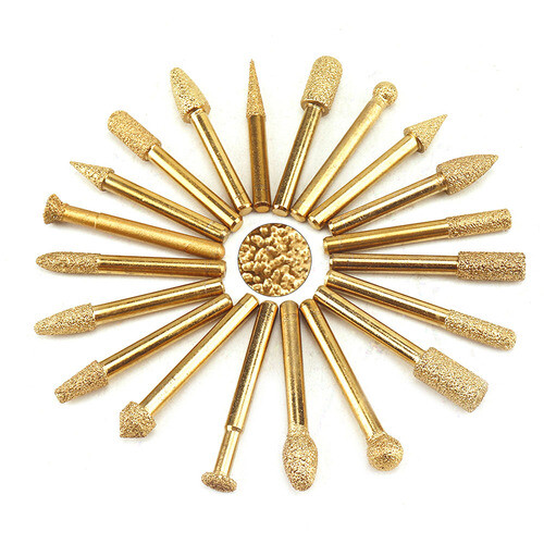 20Pcs Head Diamond Mini Burr Grinding Dremel Rotary File Drill Bit Tool ...