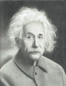 Portrait of Einstein hand-drawn pencil 9x12 fine art signed by Bhakti ...