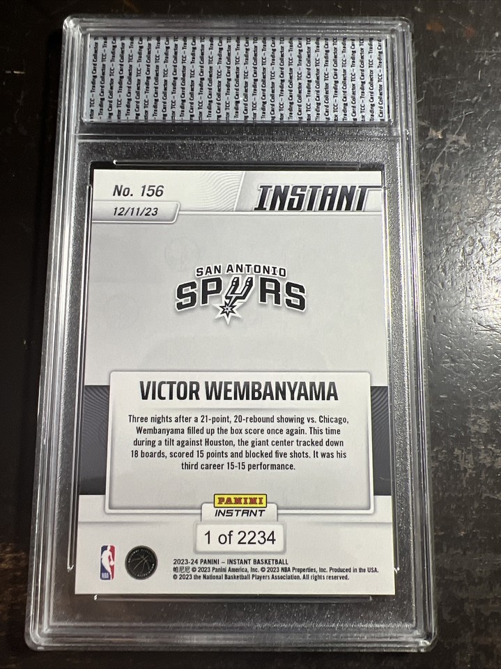 2023-24 Panini Instant Victor Wembanyama Huge Night TCC Graded Gem Mint ...