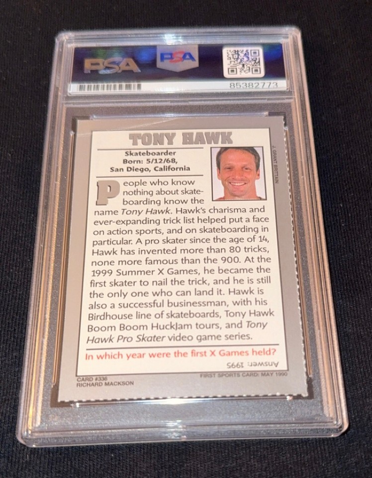Tony Hawk Signed Autograph Slabbed 1990 SI For Kids Rookie Card PSA DNA ...