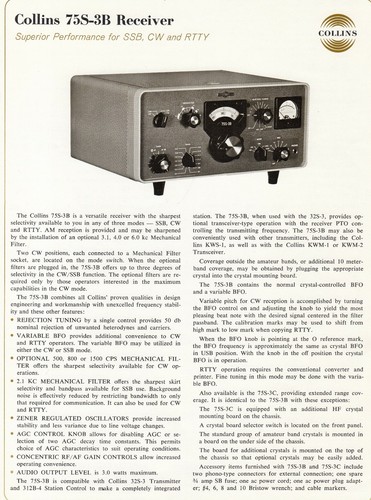 Collins 75S-3B Receiver Original One Sheet Ad Flyer | eBay