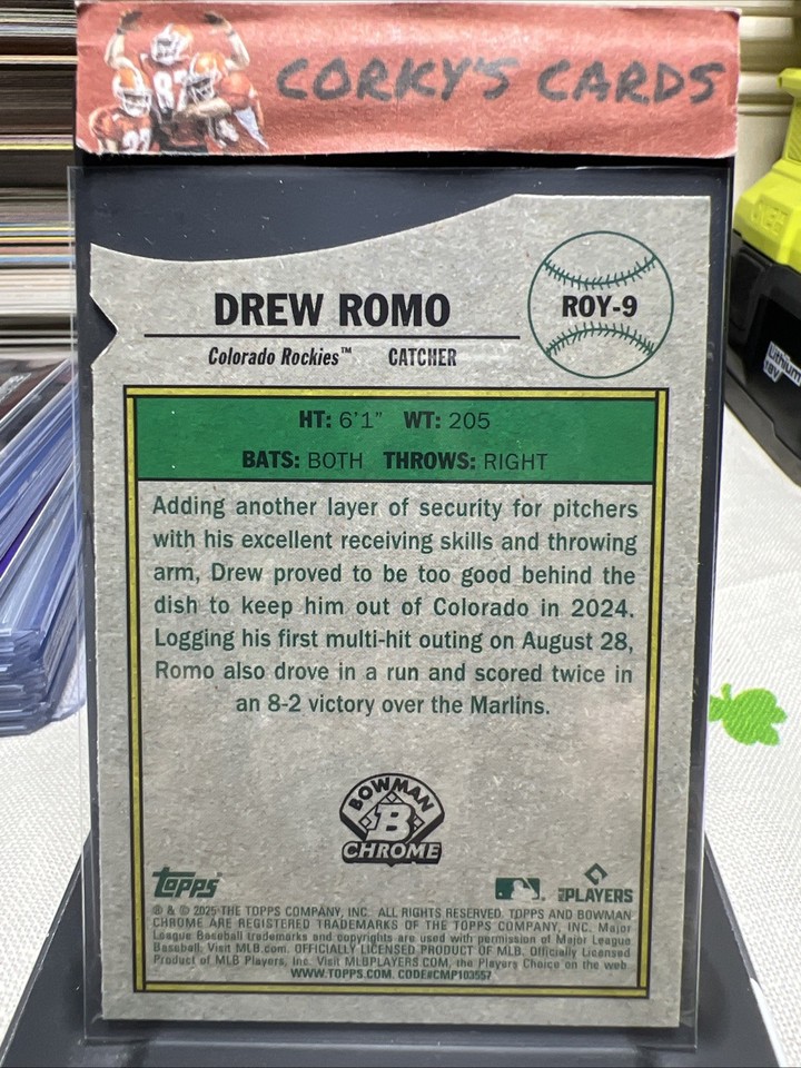 2025 Bowman Chrome ROY Drew Romo RC MOJO Die-Cut Refractor ROY-9 ...