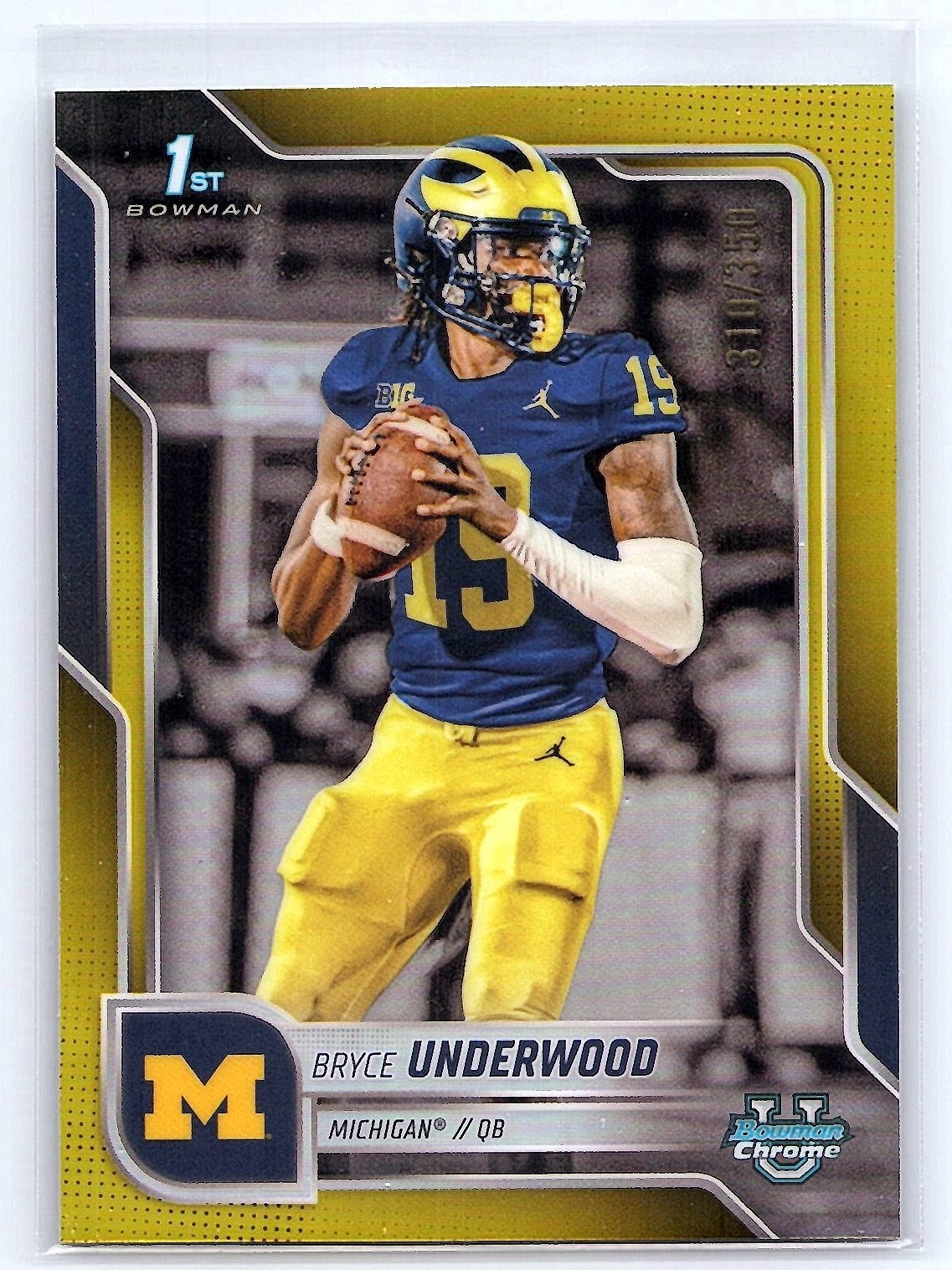 2025 Bowman University Chrome - Bryce Underwood #196 Yellow Refractor ...
