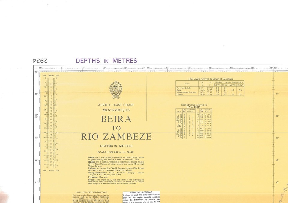 2934 Africa East Coast Mozambique Beira Rio Zambeze Chart Map Marine ...