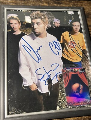 Deftones Signed Framed Reprint Photo And Laminate tour pass | eBay