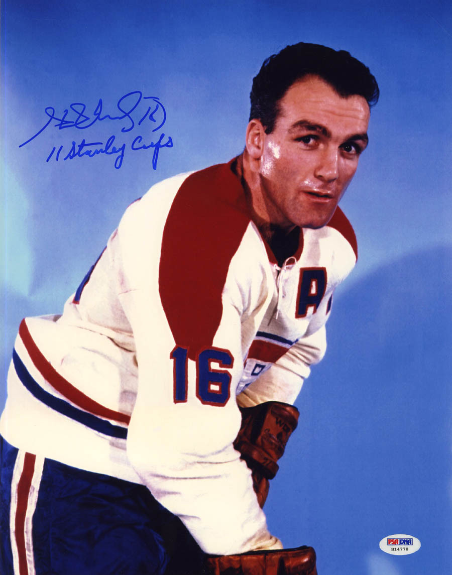 Henri Richard SIGNED 11x14 Photo +11 cups Montreal Canadiens PSA/DNA ...