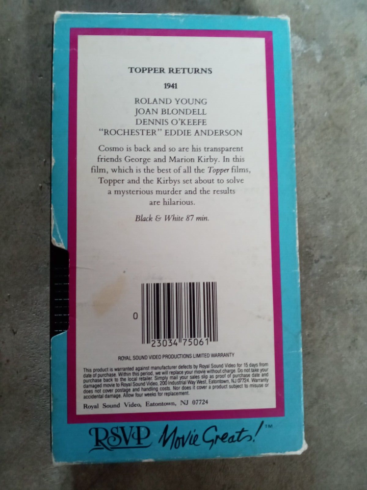 Topper Returns (VHS, 1941) - JOAN BLONDELL Good 14381490930 | eBay