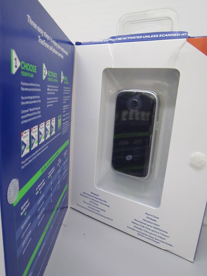 Tracfone ALCATEL One Touch A206G Flip Phone Black New Never Activated ...