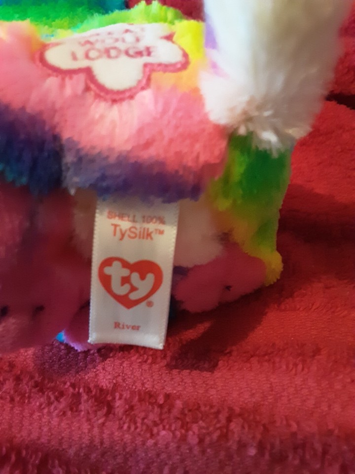 Ty Beanie Boos "River" The Rainbow Wolf, 6" New (Great Wolf Lodge ...