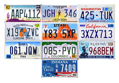 10 USA LICENSE PLATES - UNITED STATES TAG LOT ART CRAFT WALL DECOR ...
