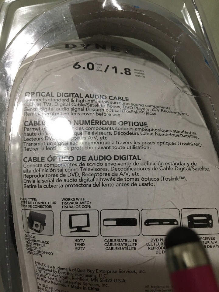 Dynex DX-AD128 6 feet Digital Optical Audio Cable-Openbox | eBay