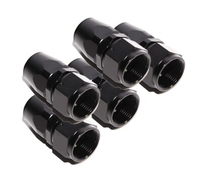 5PC BLACK AN-16 AN16 Straight Swivel Fuel Oil Gas Line Hose End Fitting ...