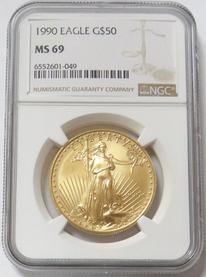 1990 GOLD AMERICAN EAGLE $50 COIN 1 OZ NGC MINT STATE 69 | eBay