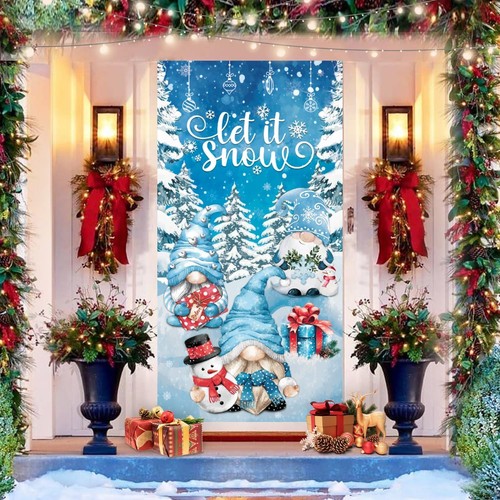 Winter Door Banner Set 35X71 Inch Gnome Christmas with Blue Striped ...