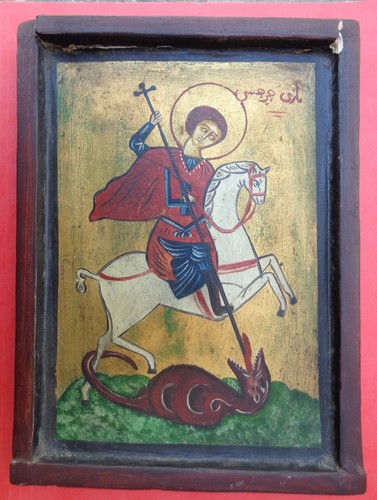SAINT GEORGE and DRAGON Egyptian Coptic ICON hand Painted on WOOD | eBay