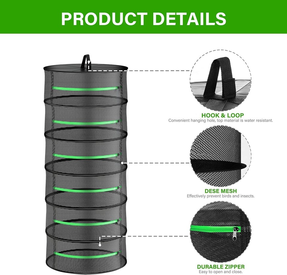 iPower 2ft 6-Layer Foldable Herb Mesh Dry Rack Hanging Drying Net for ...