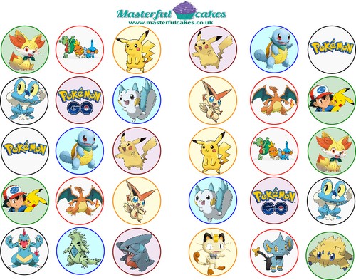 30 x Pokemon Design Edible rice paper, Icing & pre-cut Wafer Cup Cake ...