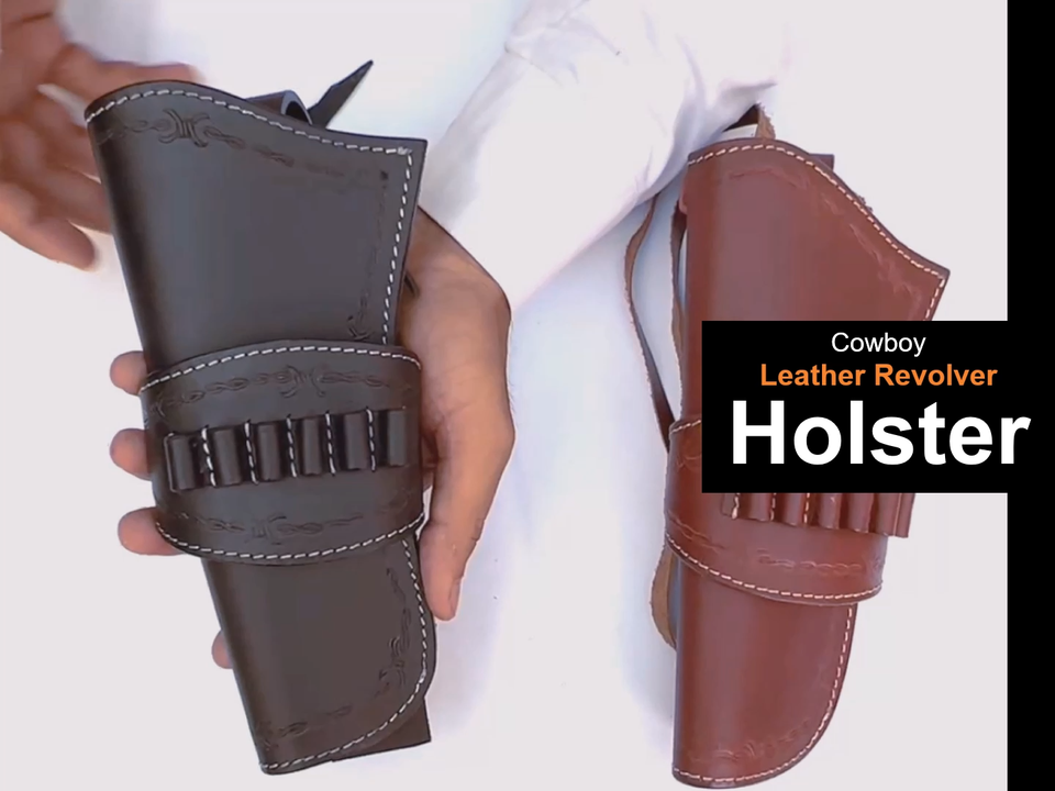 22/44/45/38/357CAL Leather Western Tooled Holster Drop Loop Rig Sass ...