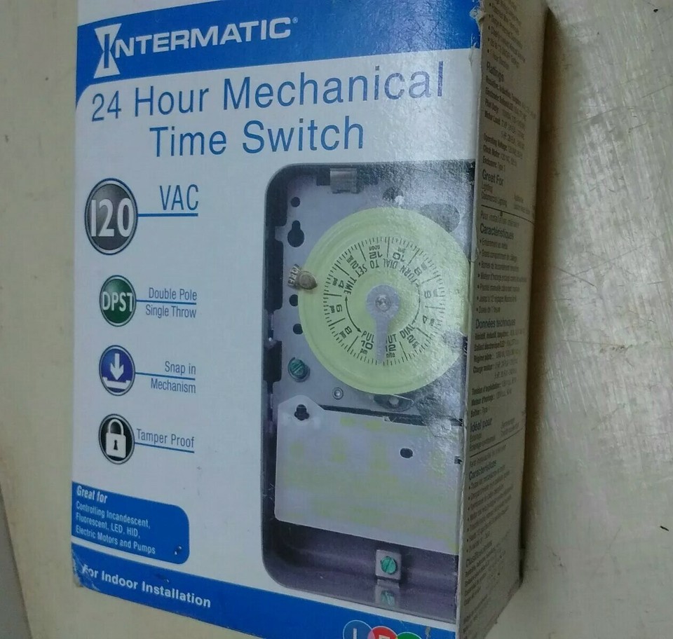 Intermatic T103 Mechanical Time Switch Gray 24 Hrs Indoor 40 Amps 125 V ...