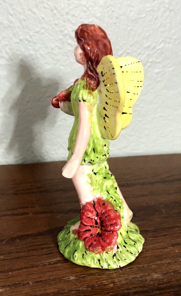 Vintage Ceramic Pixie Fairy with Flowers Hand Painted Figurine Signed 5 ...
