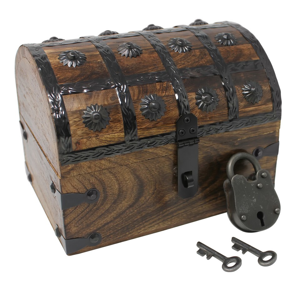 Nautical Cove Pirate Treasure Chest with Iron Lock and Skeleton Key ...