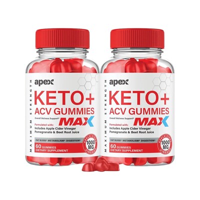 2-Pack Apex Max Keto Gummies Official Formula, Apple Cider Vinegar, 120 ...