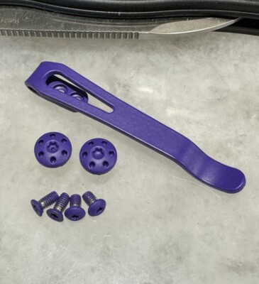 Matte Purple Titanium Pocket Clip and Stainless Screws For Kizer Drop ...