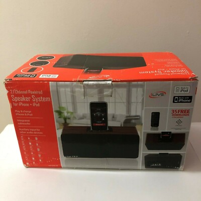 ILIVE 2.1 CHANNEL POWERED SPEAKER SYSTEM WITH REMOTE IPOD IPHONE DOCK ...