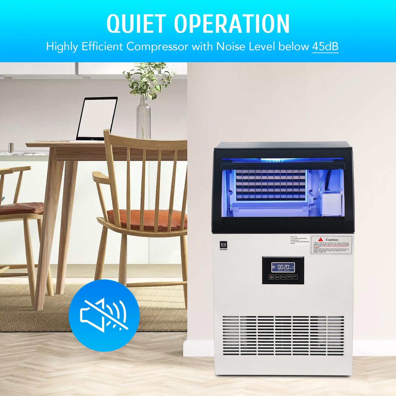 WILPREP Commercial Ice Maker 55 Cubes 88 Kg Cube Ice Machine Bar Club ...