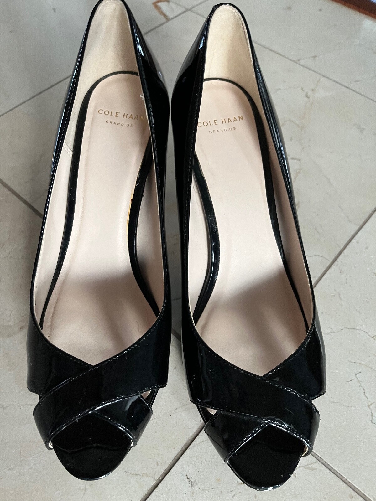Cole Haan Womens Lena OT Heel Open Toe Pumps Black Size 7.5 B Us | eBay