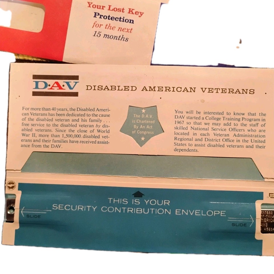 Rare 1967 DAV License Plate Keychain Tags On Card And Envelope | eBay