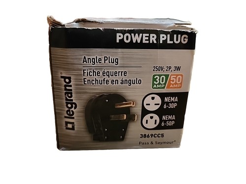 Pass & Seymour 3869CC5 30A/50A 250V 2 Pole 3 Wire Grounding Angle Plugs ...