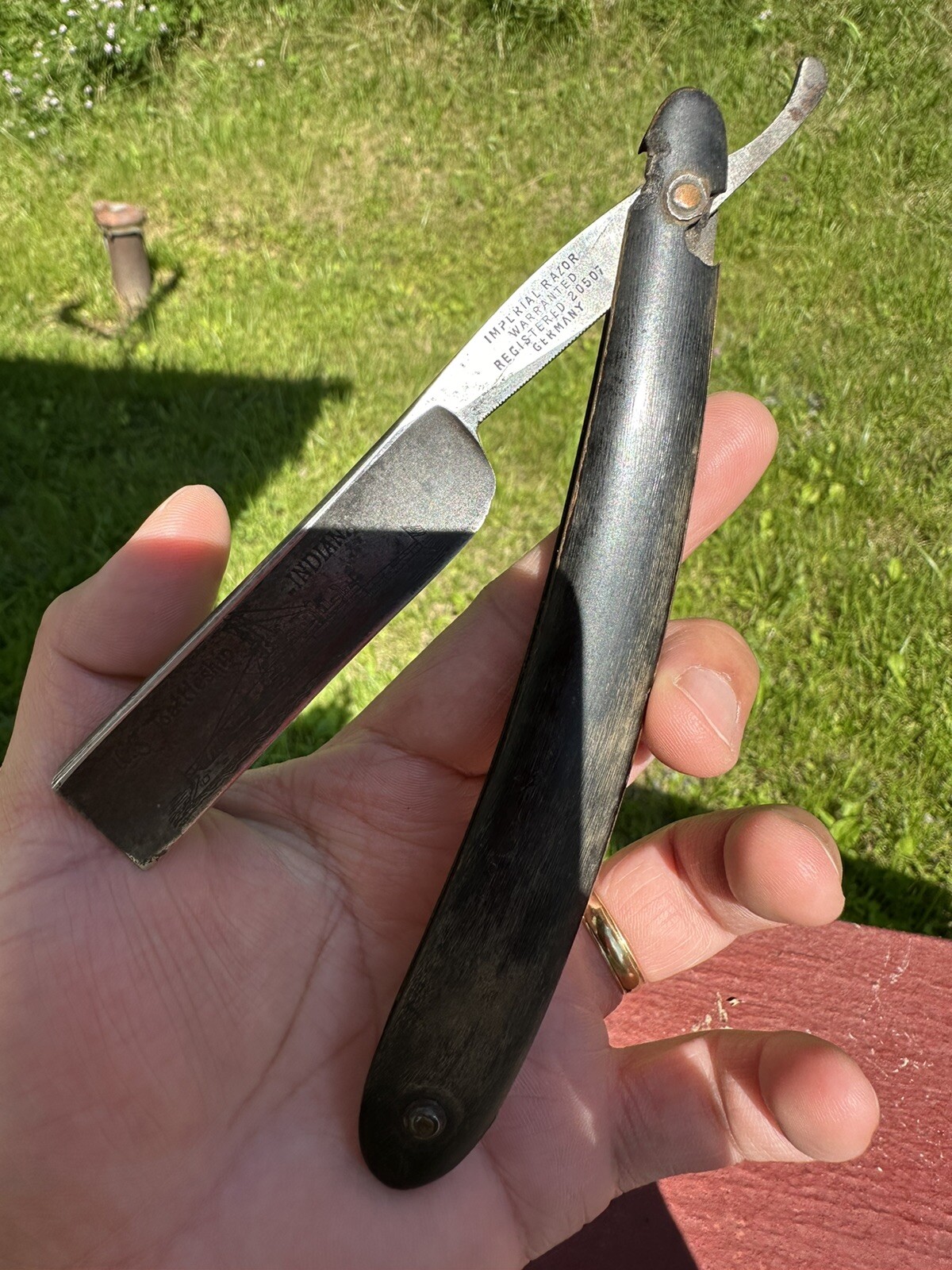 Vintage Imperial Razor Germany US Battleship Indiana Etched Blade ...