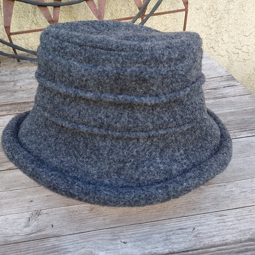 Vintage Scala Women's Gray Boiled Wool Cloche Hat Roll Brim Packable ...