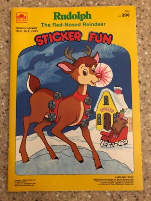 Vintage 1984 Golden Rudolph The Red Nosed Reindeer Sticker Fun Lick ...