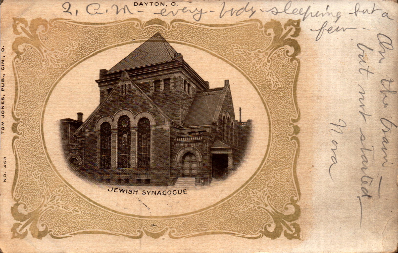 Vintage Postcard Jewish Synagogue 1909 Postmark Tom Jones Pub ...