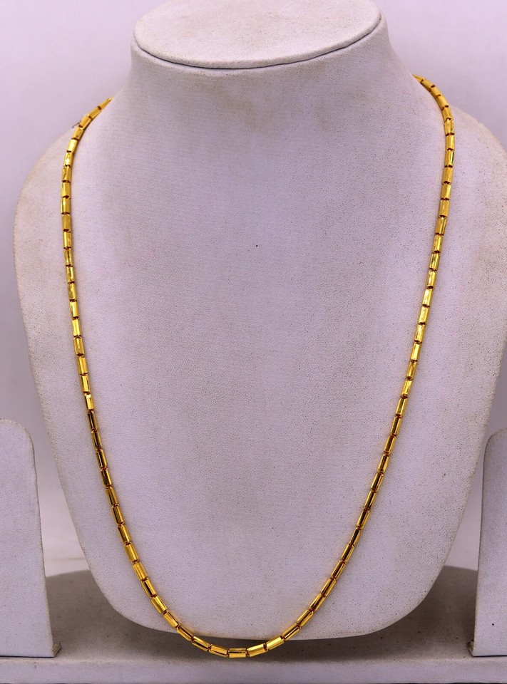 GENUINE 22KT YELLOW GOLD FABULOUS BAHT CHAIN 22 INCHES NECKLACE CHAIN ...
