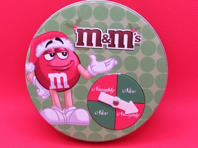 Christmas 2010 Mars M&M's Candy Green Tin Red M&M Man w/ Naughty or ...