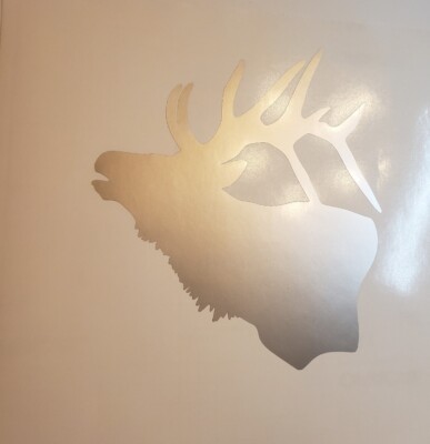 Elk Head moose deer w/Big Antlers Decal Sticker Silver 7"x7"- Hunting ...