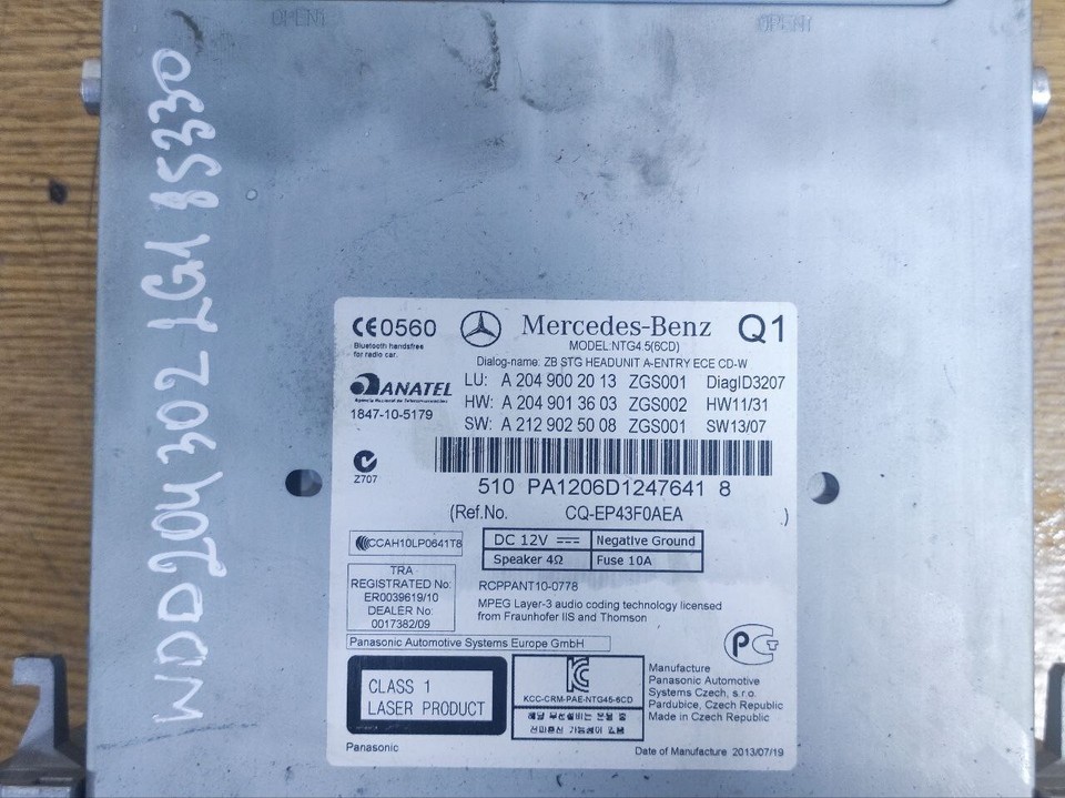 MERCEDES C CLASS W204 11-14 SAT NAV RADIO STEREO HEAD CD UNIT ...