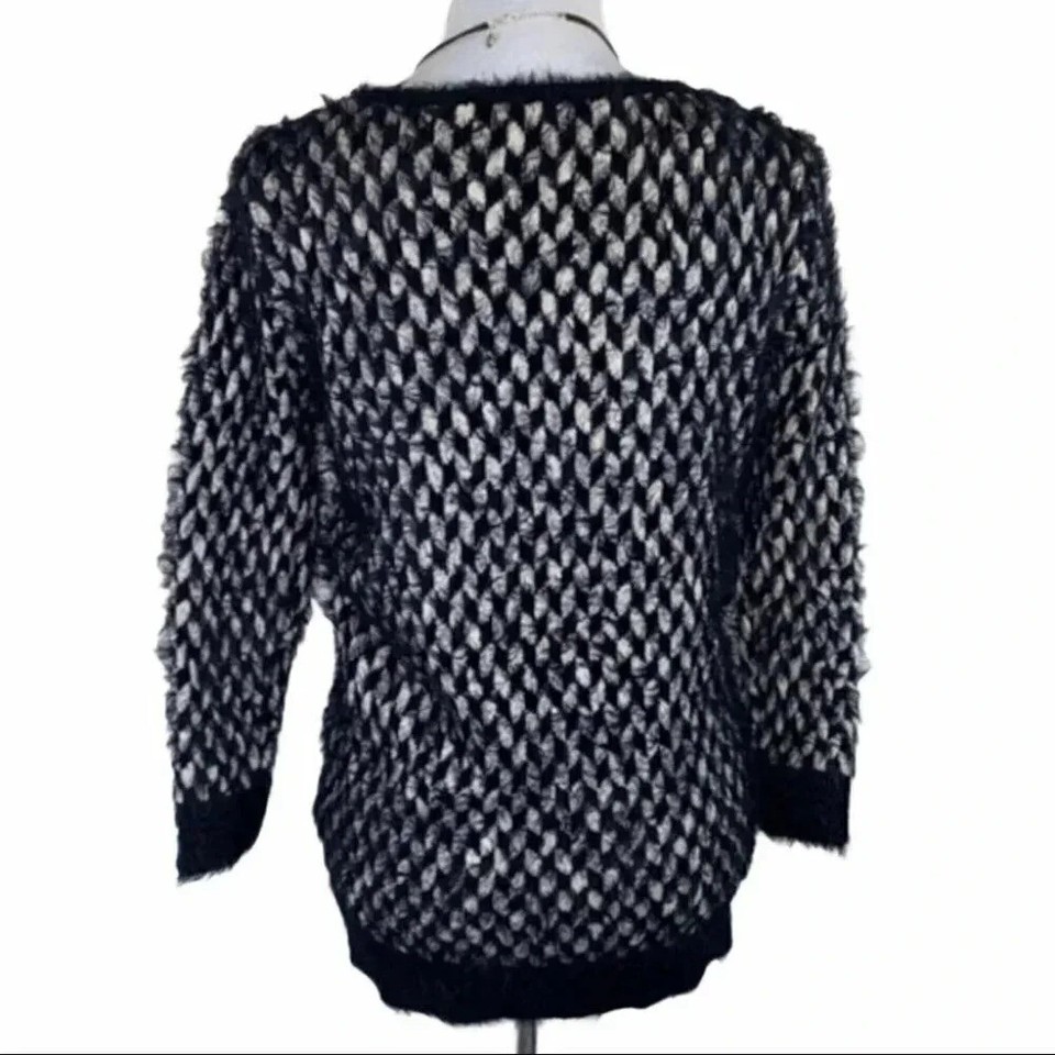 Katsum S sweater black/white detailed eyelash fuzzy knit Matrix Goth ...
