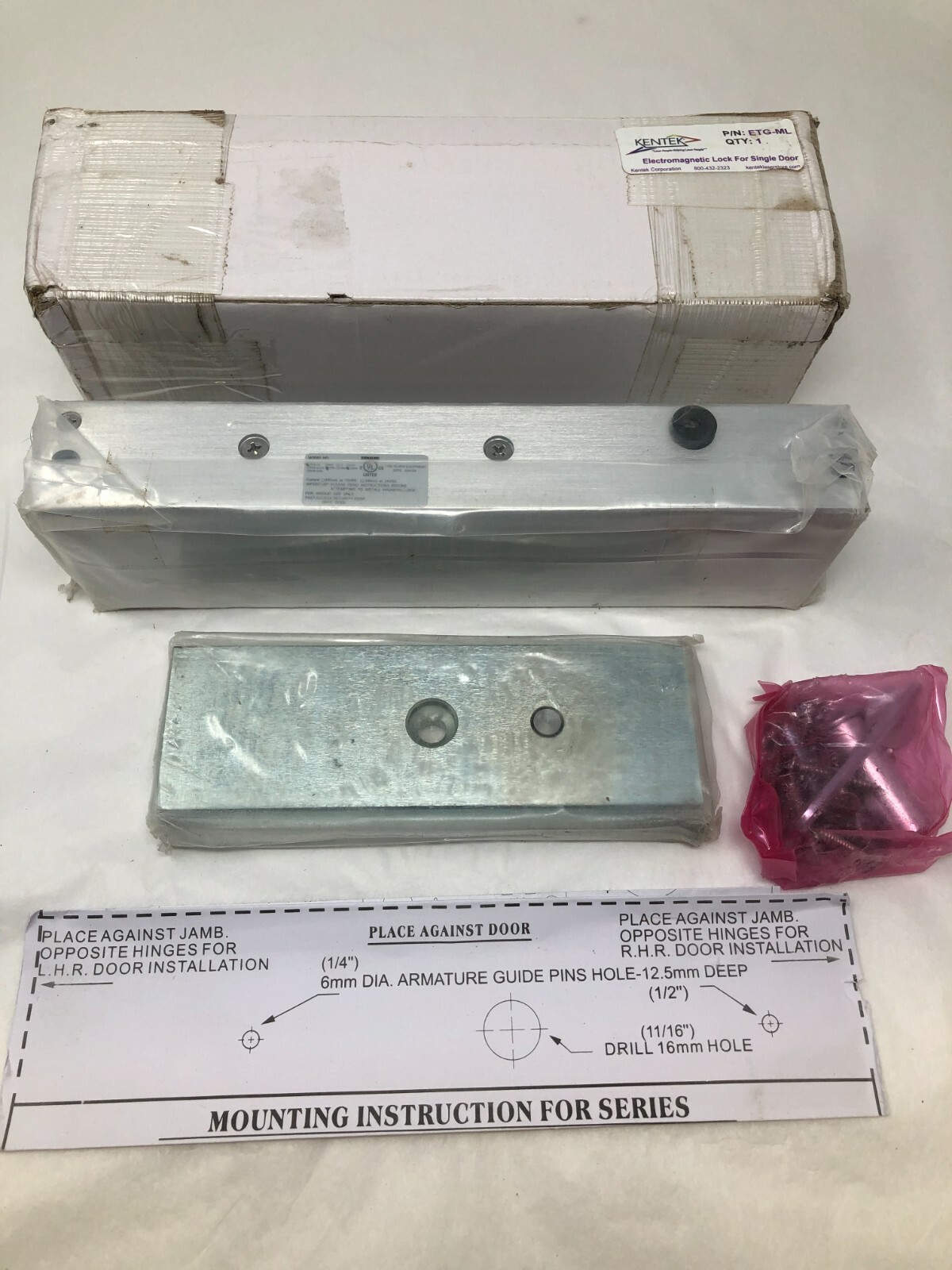 Kentek ETG-ML Electromagnetic Lock For Single Door 10.5" x 2.9" x 1.6 ...