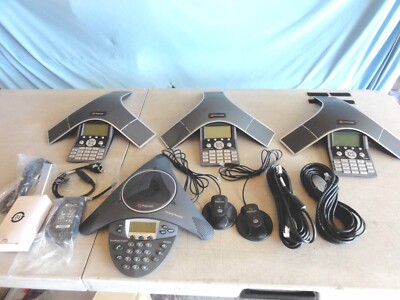 Lot Polycom Soundpoint IP 7000 PoE (3) & IP6000 (1) W/AC Adapter. SEE ...