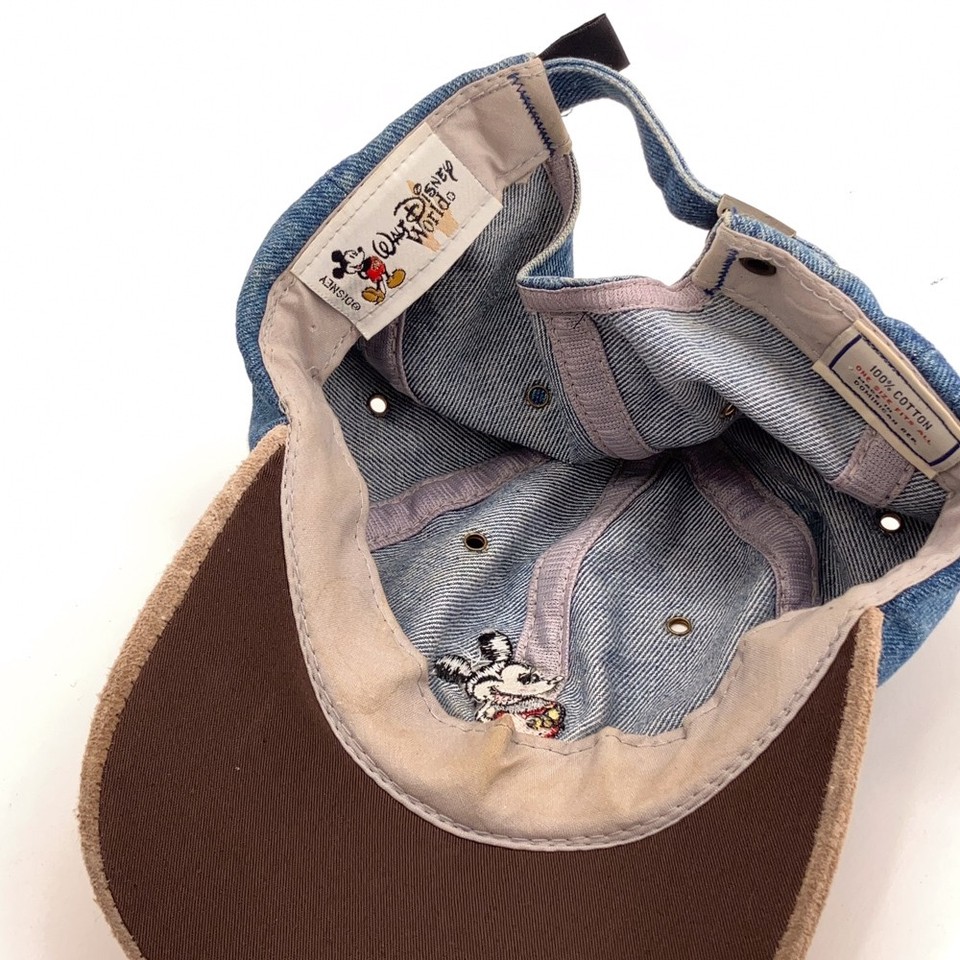 Vintage denim Mickey Mouse baseball hat buckle back Disney World | eBay