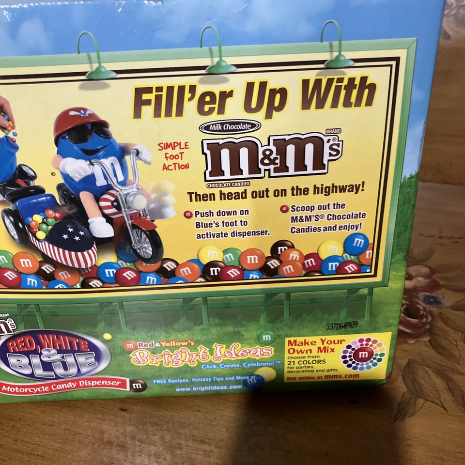 M&M Red White & Blue Motorcycle Candy Dispenser MM Collectible Vintage ...