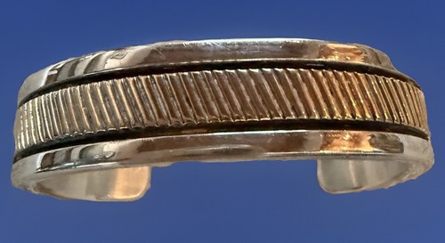 Bruce Morgan Navajo Men’s Cuff Bracelet. Sterling Silver 14k Gold ...