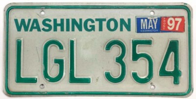 Vintage Washington 1997 License Plate LGL 354 | eBay