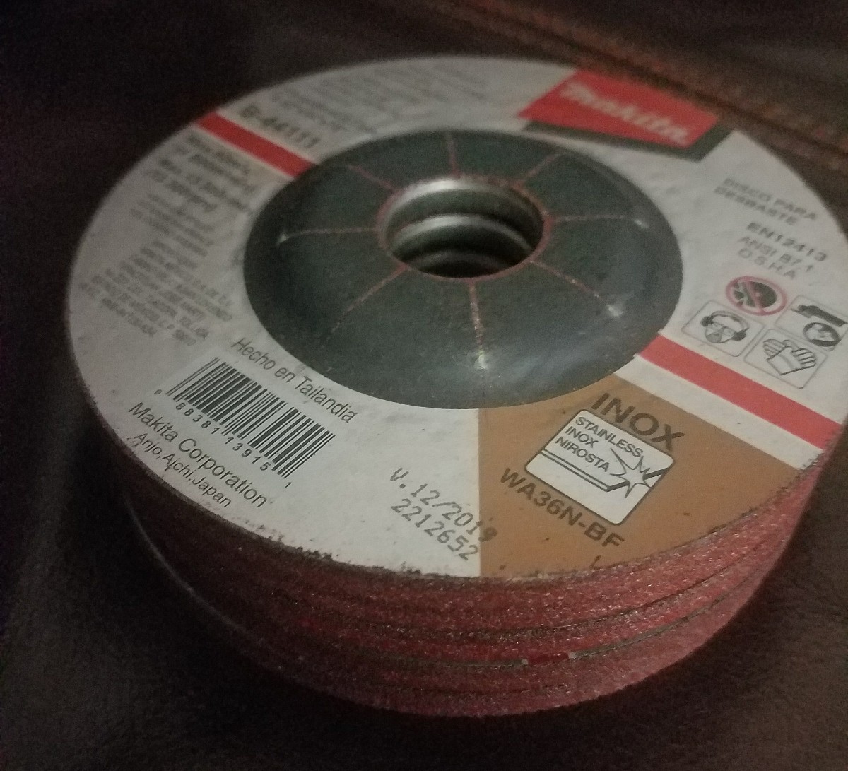 MAKITA B-44111 PACK OF 5 PZ 36 GRIT INOX GRINDING WHEEL 4 1/2" X 1/4" X ...
