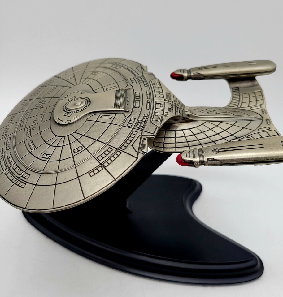Franklin Mint Star Trek Pewter USS Enterprise Figurine NCC-1701 D with ...